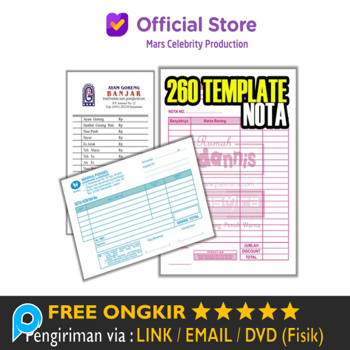 Jual Paket 260+ Template Desain Struk Nota Invoice Pembelian Format CDR ...