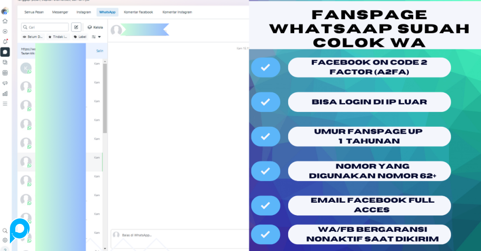 Jual Fanpage Fiture WhatsApp ( Sudah Colok Nomor WA) + FB +FP +BM Siap ...